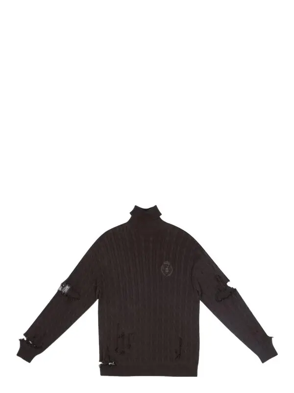 Balenciaga Creased Logo Turtleneck Pullover - Brown