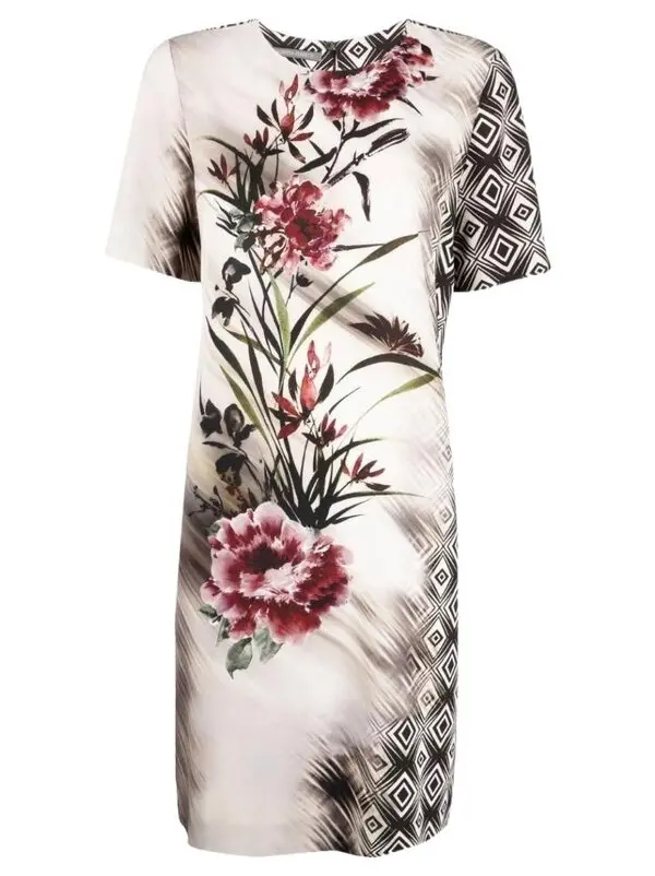 Alberta Ferretti Floral-print Shift Dress - White