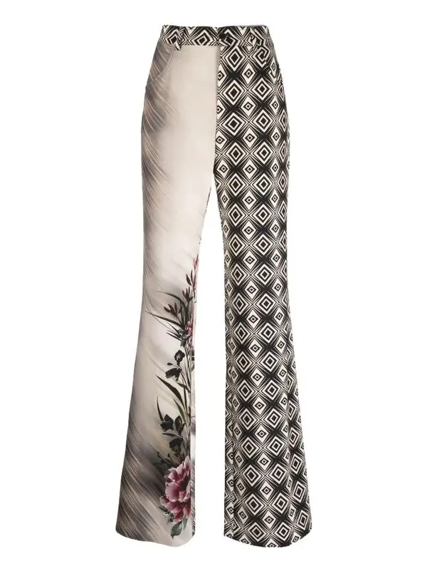 Alberta Ferretti Geometric Print Flared Pants - Black