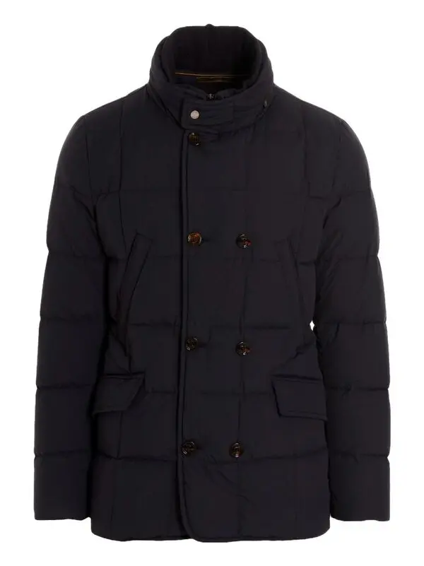 MOORER Double-breasted Down Jacket With Removable Hood - Black