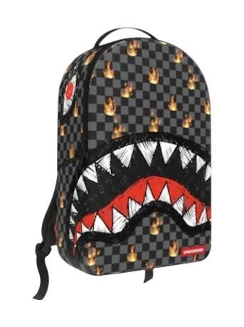 SPRAYGROUND Backpack With Flame Check Pattern - Black/grey