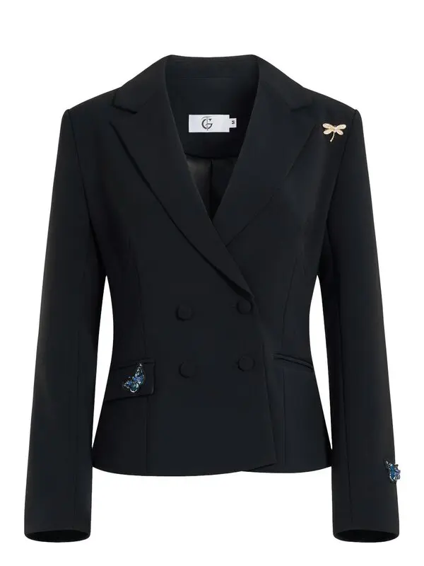 THE GT ATELIER Embellished Double Breasted Blazer - Black