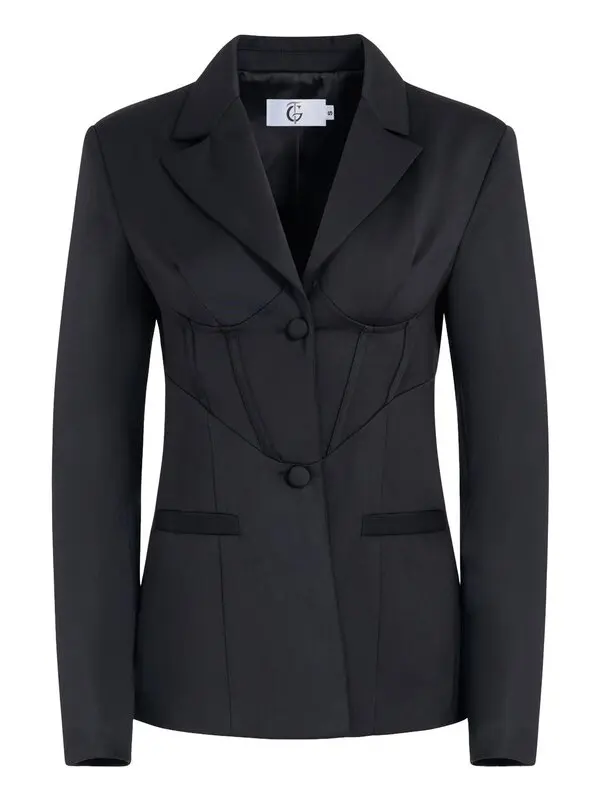 THE GT ATELIER Corset Tailored Blazer - Black