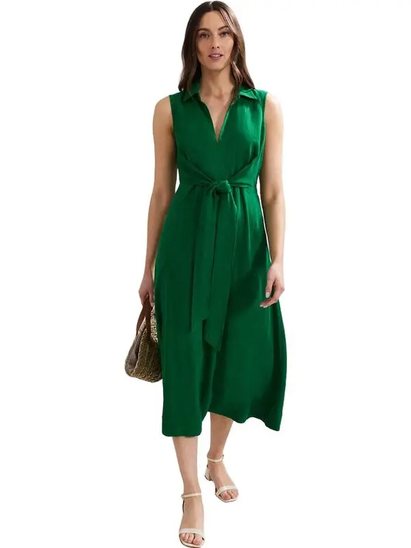 PHASE EIGHT Sculpted Tie-waist Midi Shirt Dress - Green