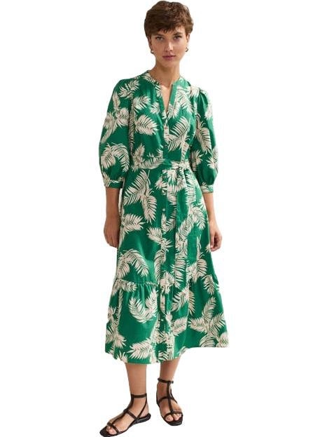 PHASE EIGHT Louisa Mandarin Collar Midi Shirt Dress - Green