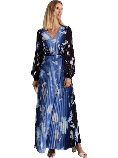 PHASE EIGHT Annie Pleated Floral Maxi Dress - Blue