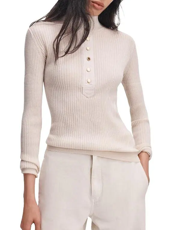Rag & Bone Lucy Henley Wool Sweater - Ivory