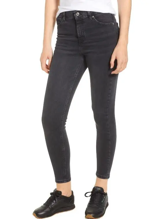 Topshop Jamie High-waisted Skinny Jeans - Washed Black