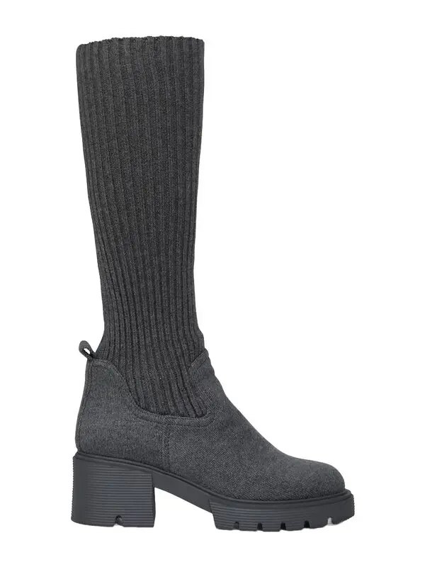 BELLE & BLOOM Ribbed Knit Knee-high Sock Boots - Grey