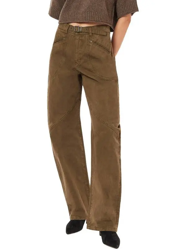 Habitual Gwen Bowed Slouch Utility Pants - Dark Moss