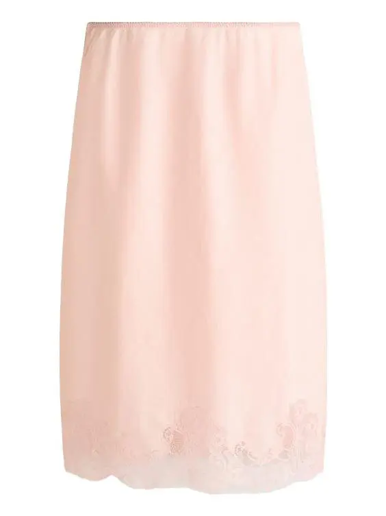 H&M Lace-trimmed Ramie Skirt - Light Pink