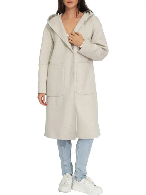 BELLE & BLOOM Wool Blend Hooded Coat - Oat Marle