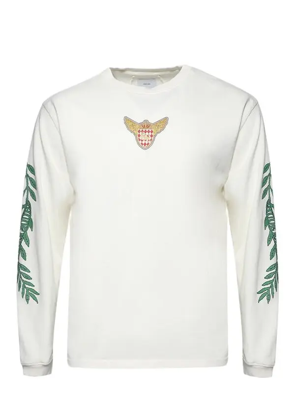 Rhude Tripoli Wreath Long Sleeve Tee Vintage And Green - White