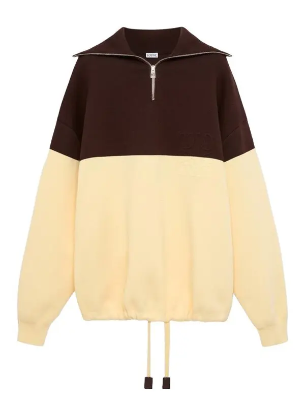 Loewe Cotton Zip-up Sweater With Puffy Anagram - Brown