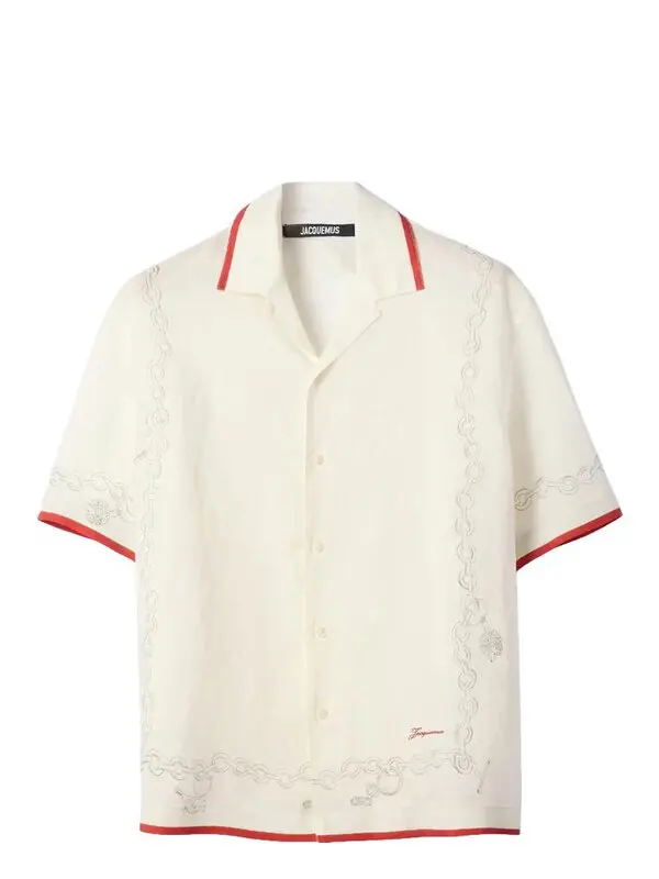 Jacquemus The Cocktail Shirt Print Table Off-white And Black - Ivory