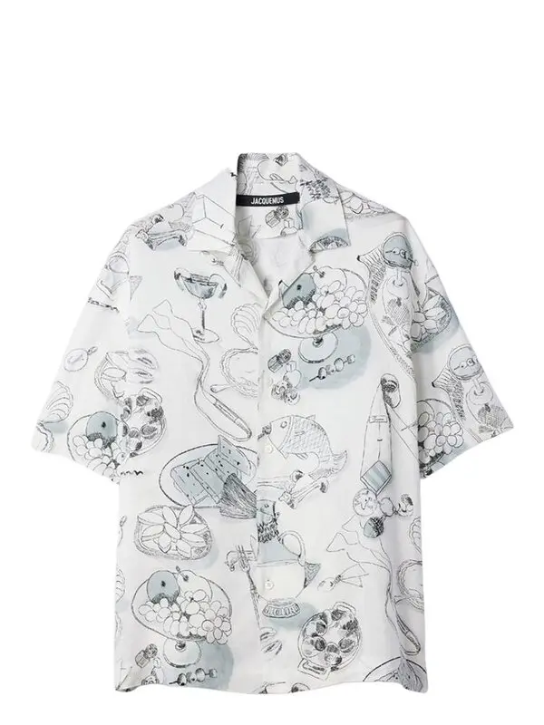 Jacquemus The Cocktail Shirt Print Table Off-white And Black - Multi