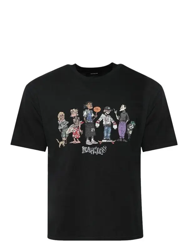 NAHMIAS Cartoon Warning Boxy Tee Aged - Black