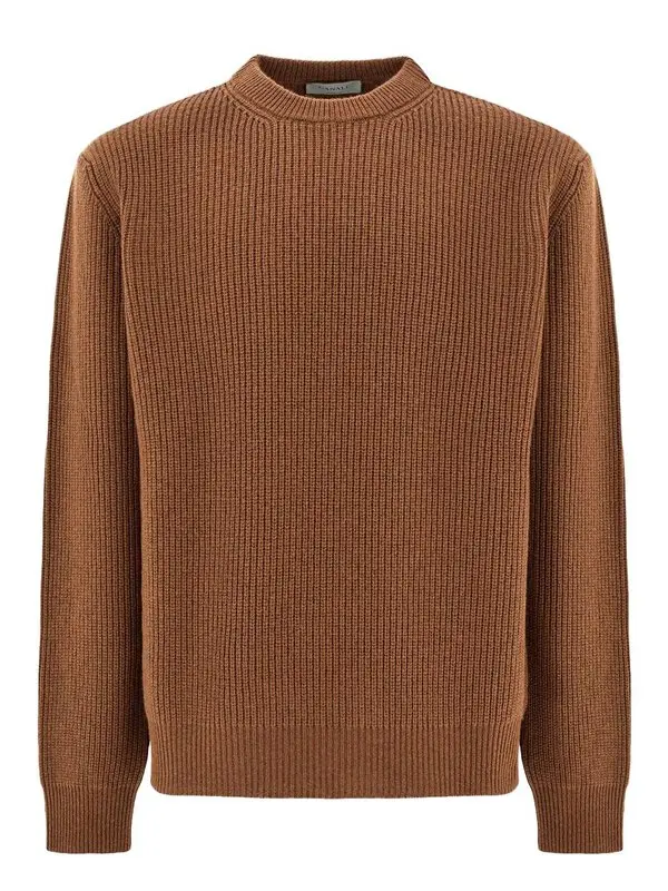 Canali Light Wool And Cashmere Crew Neck Sweater - Brown