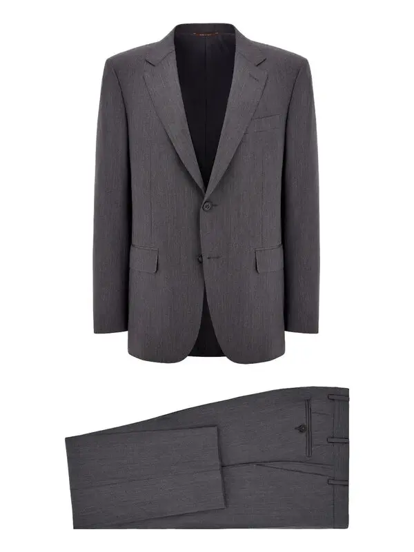 Canali Gray 160's Wool Herringbone Single-breasted Regular-fit Suit - Grey