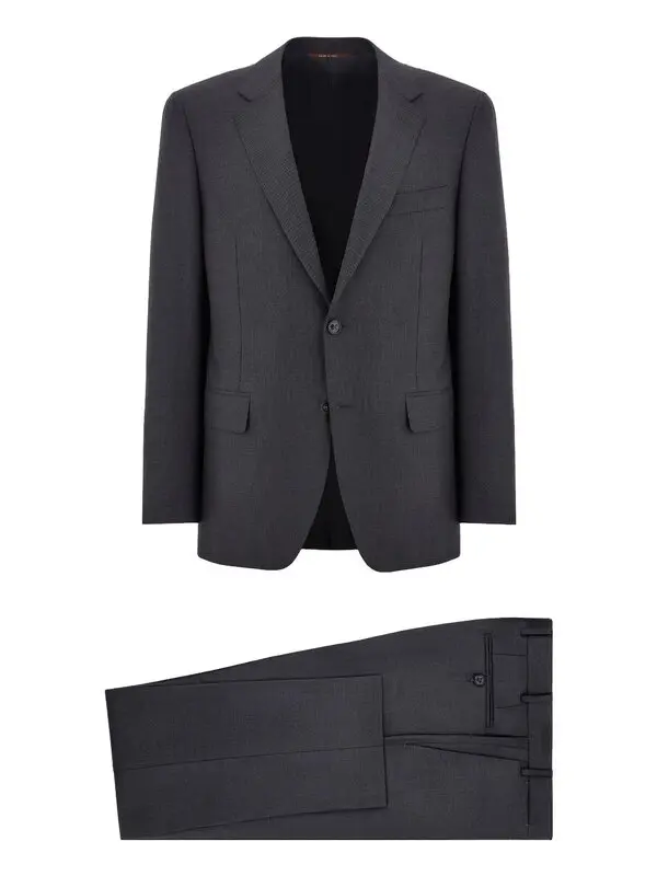 Canali Anthracite 160's Wool Birdseye Motif Regular-fit Suit - Grey