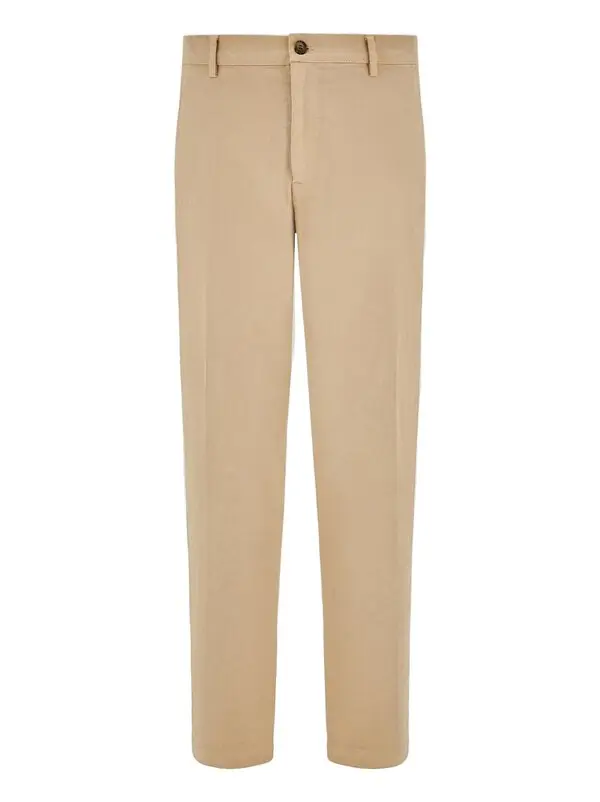 Canali Sand-colored Comfort Cotton Gabardine Chinos - Yellow