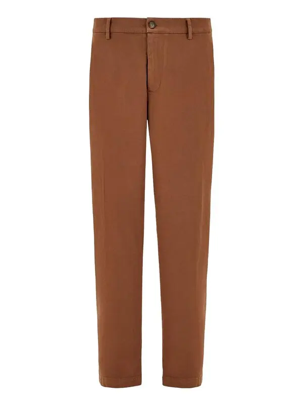 Canali Sand-colored Comfort Cotton Gabardine Chinos - Brown