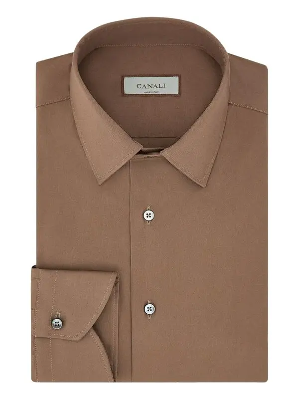 Canali Travel Stretch Cotton Regular-fit Shirt - Brown
