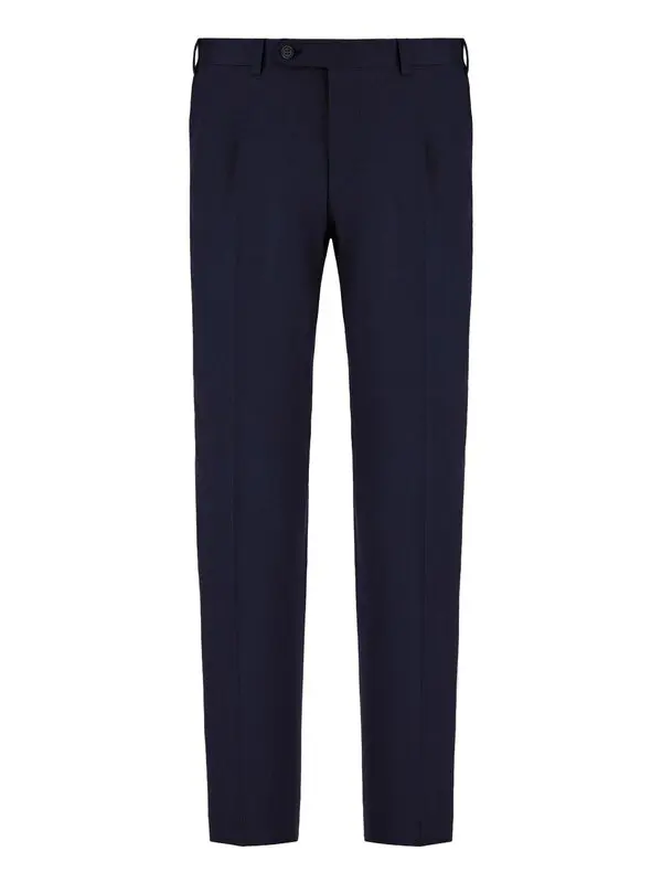 Canali Navy Wool Flannel Regular-fit Trousers - Blue