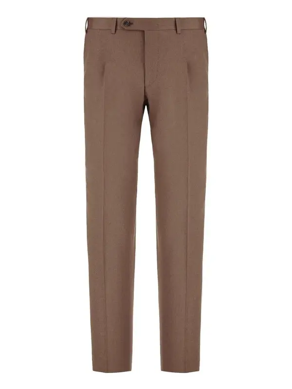 Canali Regular-fit Wool Flannel Trousers - Brown