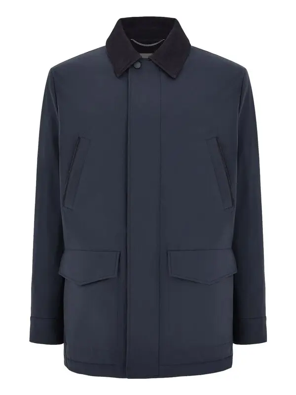 Canali Technical Fabric Lightweight Jacket With Drawstring Waist - Blue