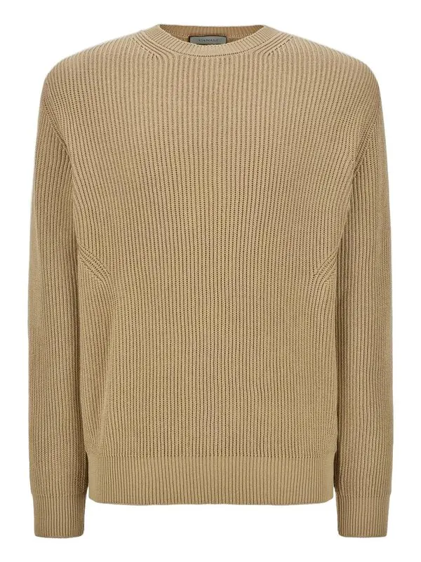 Canali Structured Cotton Blend Crew Neck Sweater - Yellow