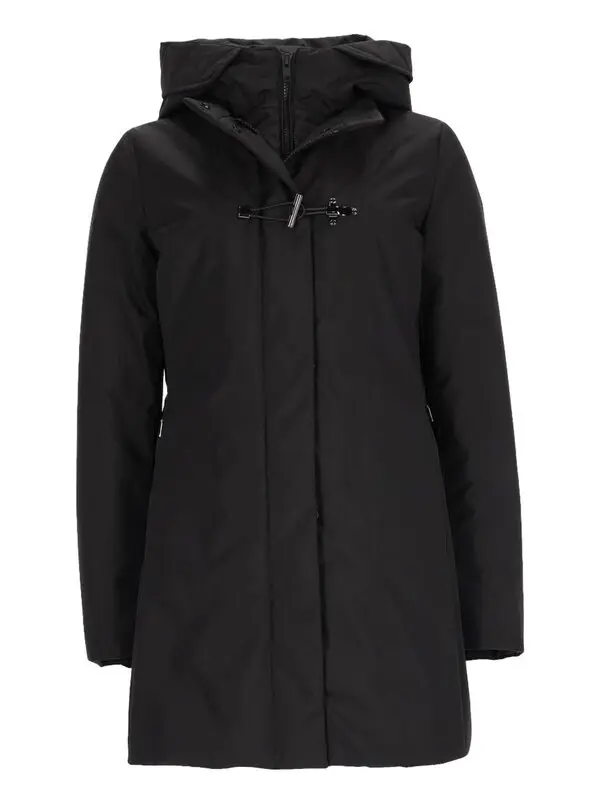 FAY Hooded Toggle-front Mid-length Coat - Black
