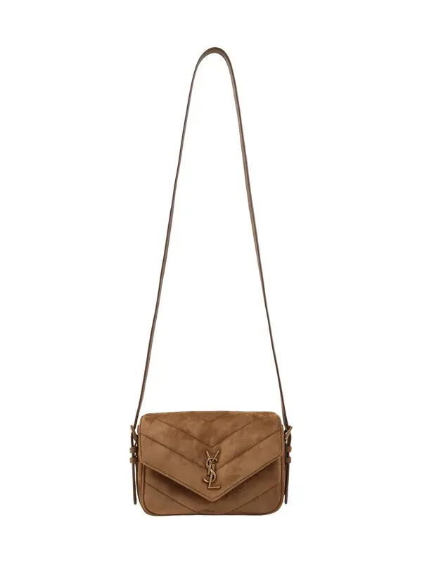 Saint Laurent Suede Lou Lou Mini Shoulder Handbag - Brown