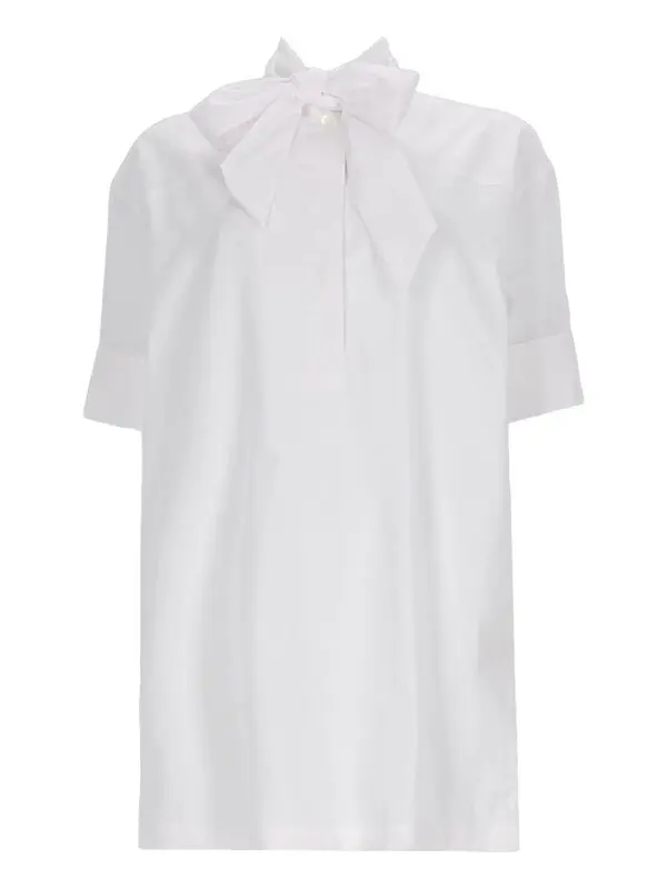 Dries Van Noten Cotton Bow Detail Tunic Shirt - White