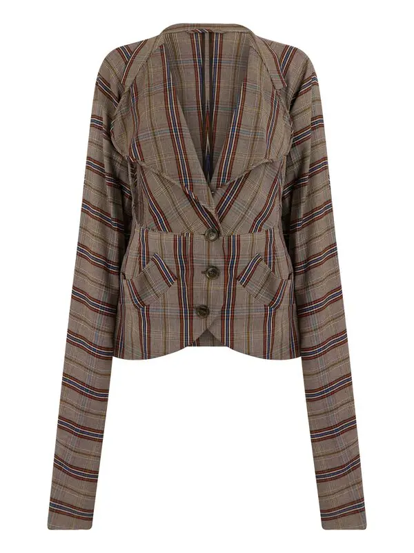 VIVIENNE WESTWOOD Checked Plaid V-neck Blazer - Multicolor
