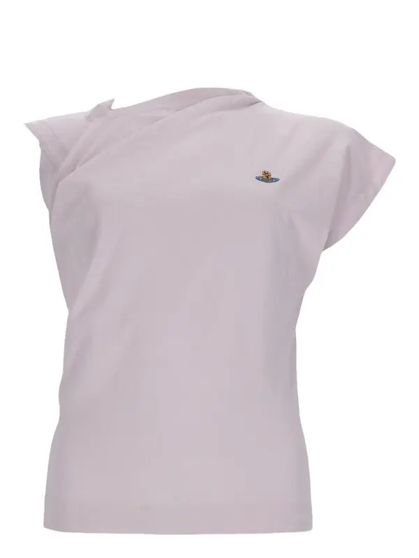 VIVIENNE WESTWOOD Fitted Cotton T-shirt With Logo Embroidery - White