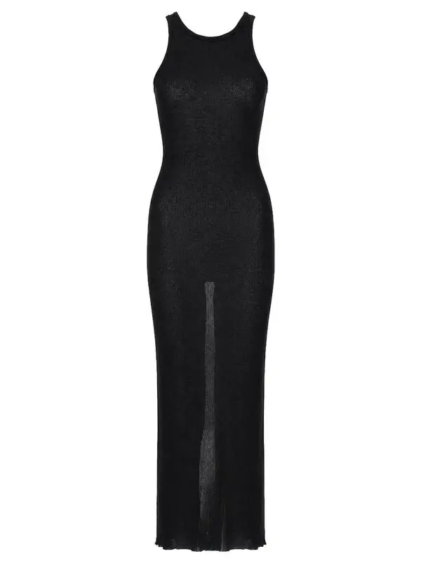 Rick Owens Sleeveless Sheer Knit Maxi Dress - Black