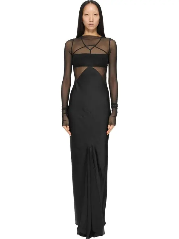 Rick Owens Sheer Mesh Gown - Nero