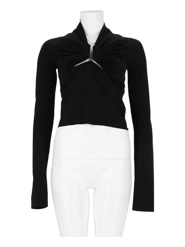 Rick Owens Long-sleeve Draped Cutout Top - Black