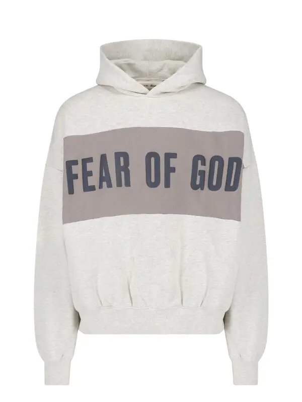 Fear Of God Logo Graphic Pullover Hoodie - Grey