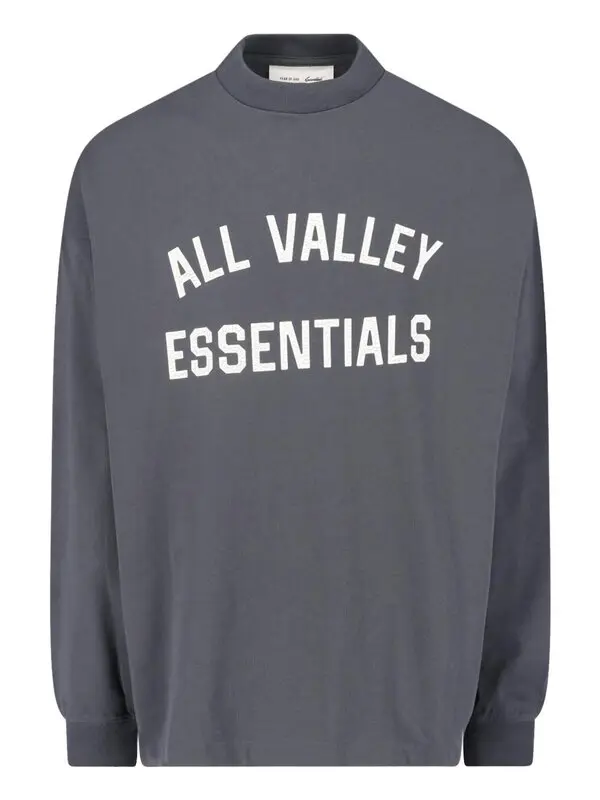 Fear Of God Graphic Mock Neck Long Sleeve Shirt - Grey