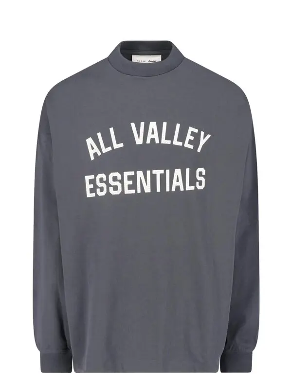 Fear Of God Graphic Mock Neck Long Sleeve Shirt - Grey