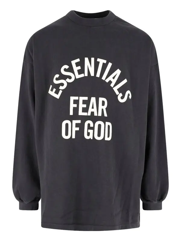 Fear Of God Graphic Mock Neck Long Sleeve T-shirt - Black