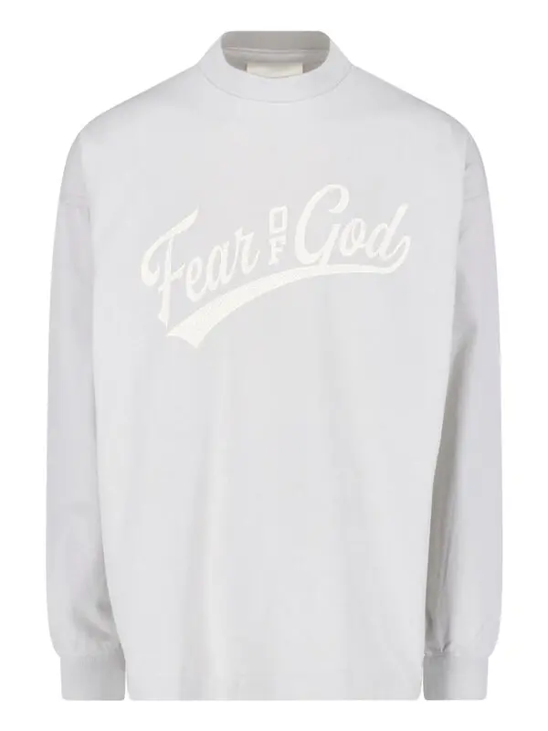 Fear Of God Graphic Mock Neck Long Sleeve T-shirt - Grey