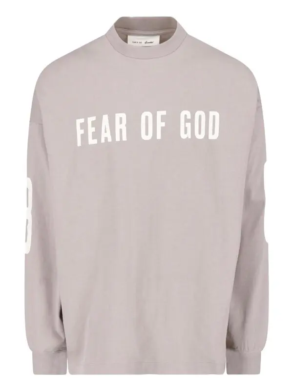 Fear Of God Graphic Long Sleeve Mock Neck T-shirt - Grey