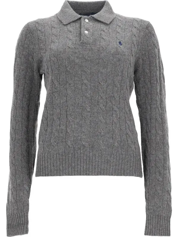 Polo Ralph Lauren Cable-knit Wool Cashmere Blend Polo Sweater - Grey