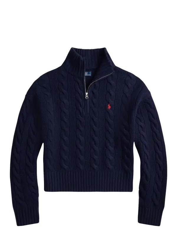 Ralph Lauren Cable-knit Quarter-zip Sweater - Navy
