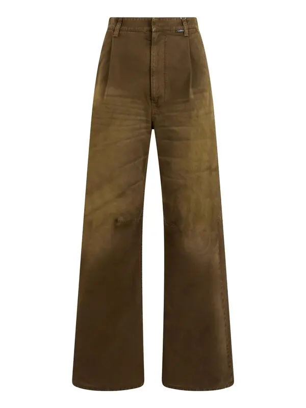 MAISON MARGIELA High-waisted Flared Palazzo Pants - Khaki