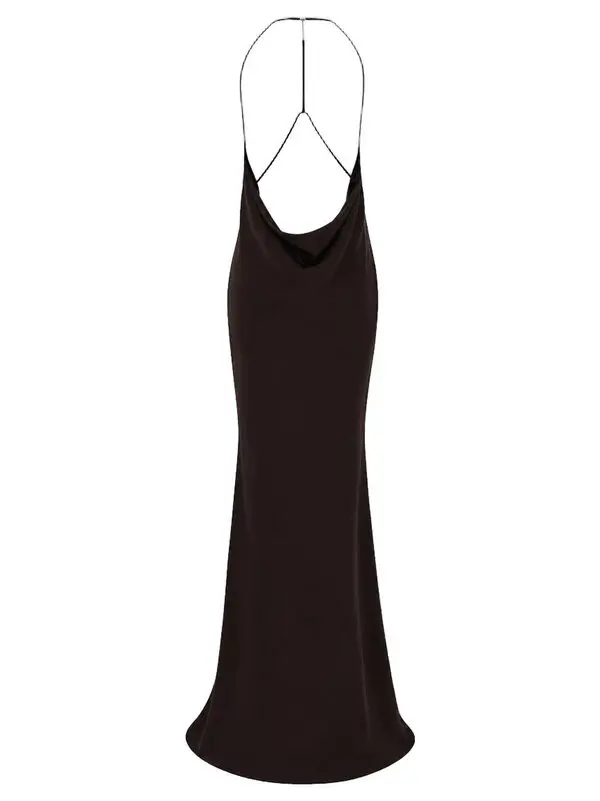TOM FORD Halter Neck Slip Maxi Dress - Brown