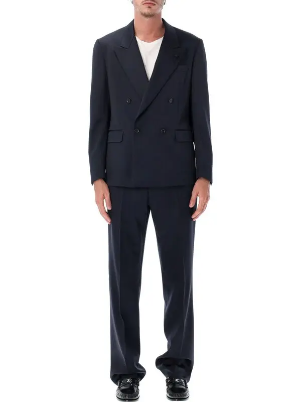 LARDINI Double-breasted Wool Suit - Blu